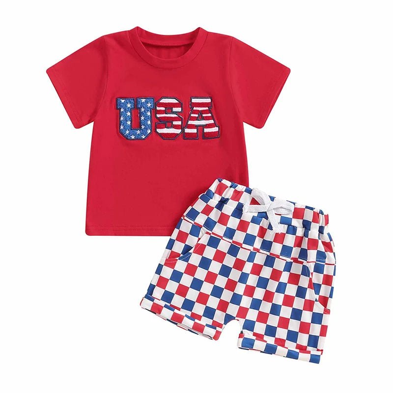 Red White & Blue Checkered Set – The Ollie Bee